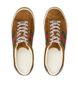 Gucci Ace Web-stripe Low-top Sneakers - Brown