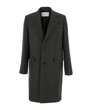Ami Long-sleeved Lapel Coat - Black