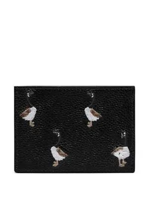 Thom Browne Embroidered Stripe Textured Card Holder - Black