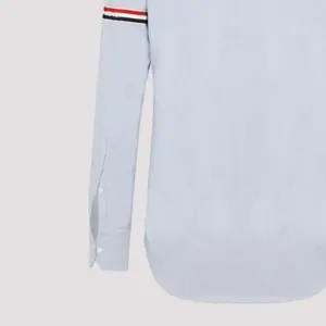 Thom Browne Long-sleeved Striped Detail Shirt - Light Blue