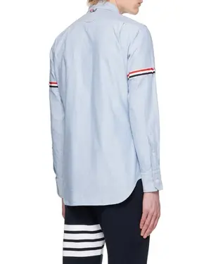 Thom Browne Long-sleeved Striped Detail Shirt - Light Blue