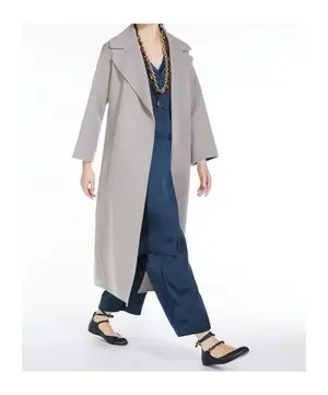 Max Mara Belted Virgin Wool Coat - Gray