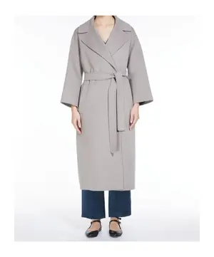Max Mara Belted Virgin Wool Coat - Gray