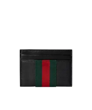 Gucci Web Trademark Card Case - Black