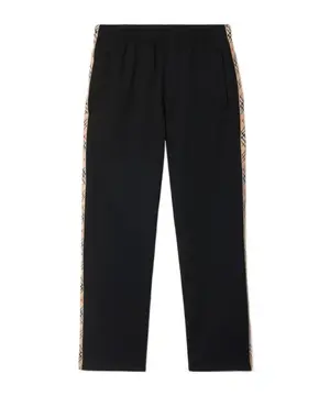 Burberry Check Trim Straight-leg Track Pants - Black