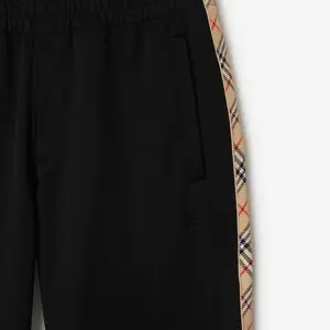 Burberry Check Trim Straight-leg Track Pants - Black