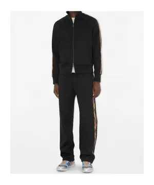Burberry Check Trim Straight-leg Track Pants - Black