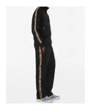 Burberry Check Trim Straight-leg Track Pants - Black