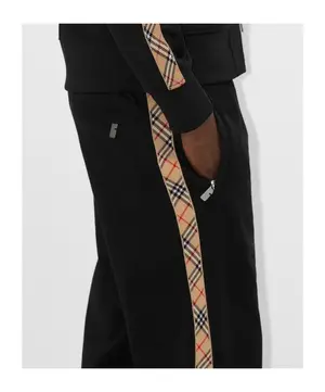 Burberry Check Trim Straight-leg Track Pants - Black