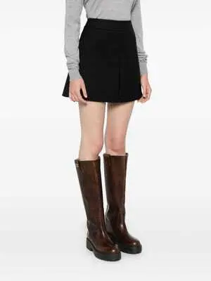 Celine Trapeze Mini Skirt In Double Faced Wool Twill