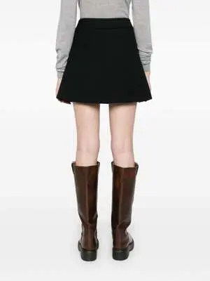 Celine Trapeze Mini Skirt In Double Faced Wool Twill