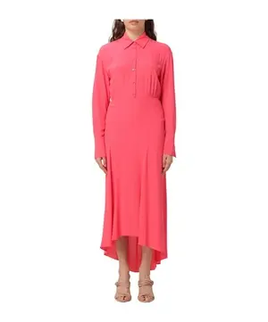 Patrizia Pepe Button Up Asymmetric Maxi Dress - Orange