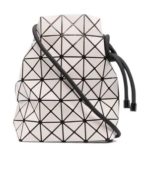 Issey Miyake Geometric Pattern Drawstring Shoulder Bag - White