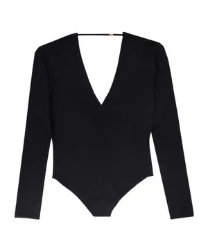 Saint Laurent V-neck Long-sleeved Top With Logo Buckle