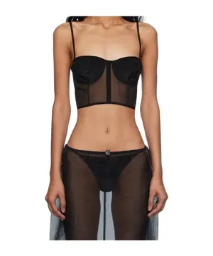 Cecilie Bahnsen Sweetheart Neckline Ruched Cropped Top