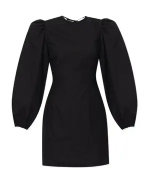 GANNI Puff Sleeve Open Back Mini Dress