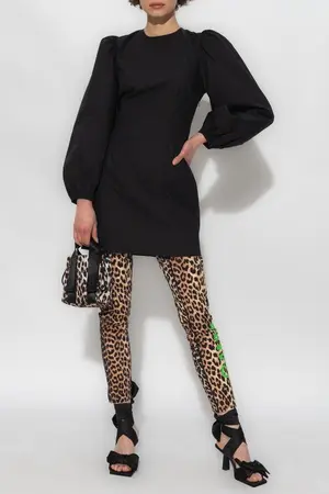 GANNI Puff Sleeve Open Back Mini Dress