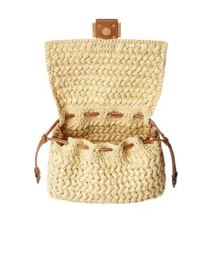 Fendi Raffia Crochet Mamma Baguette Bag - Light Brown