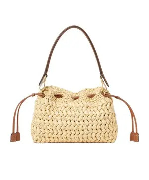 Fendi Raffia Crochet Mamma Baguette Bag - Light Brown