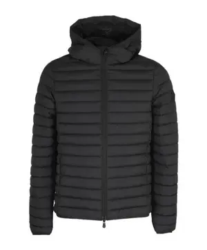 SAVE THE DUCK Zip-up Hooded Down Jacket - Black