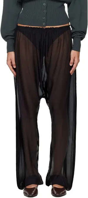 Paloma Wool Silk Palazzo Trousers - Black