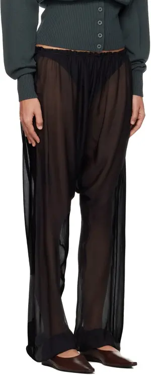 Paloma Wool Silk Palazzo Trousers - Black