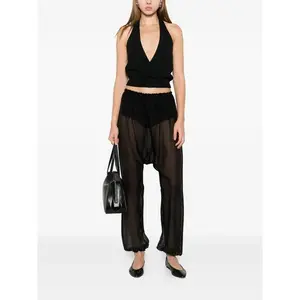 Paloma Wool Silk Palazzo Trousers - Black