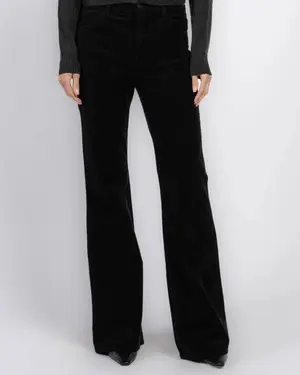 NILI LOTAN Flared Corduroy Trousers - Black