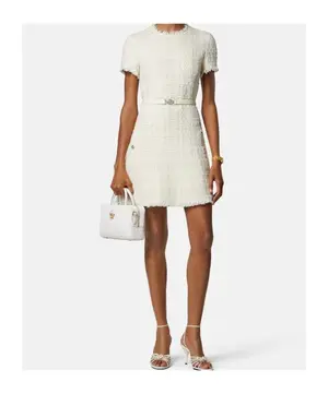 Versace Tweed Mini Dress With Medusa '95 Hardware