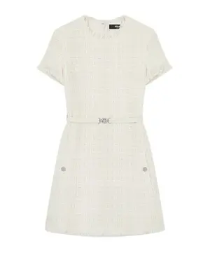 Versace Tweed Mini Dress With Medusa '95 Hardware - White