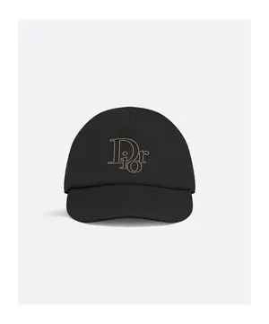 Dior Cotton Cap With Oblique Embroidery - Black