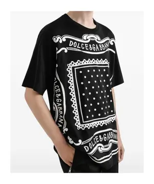 Dolce & Gabbana Dolce Gabbana Bandanna Printed Crewneck T-shirt - Black