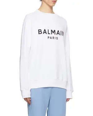 Balmain Logo Printed Crewneck Sweatshirt - White