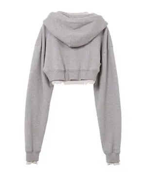 Mihara Yasuhiro Layered Cropped Zip-up Hoodie