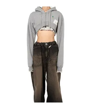 Mihara Yasuhiro Layered Cropped Zip-up Hoodie