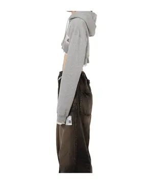 Mihara Yasuhiro Layered Cropped Zip-up Hoodie
