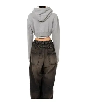 Mihara Yasuhiro Layered Cropped Zip-up Hoodie