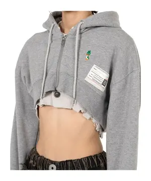 Mihara Yasuhiro Layered Cropped Zip-up Hoodie