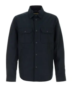 Woolrich Long-sleeved Curved Hem Overshirt - Black