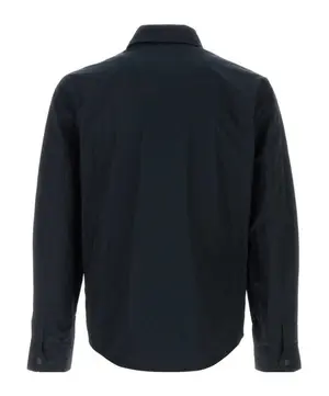 Woolrich Long-sleeved Curved Hem Overshirt - Black