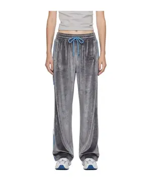 Marissa Chiara Velvet Track Pants With Drawstring Waist