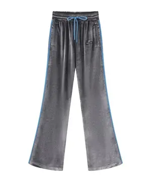 Marissa Chiara Velvet Track Pants With Drawstring Waist