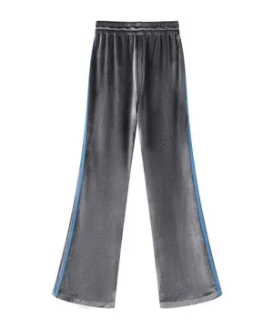 Marissa Chiara Velvet Track Pants With Drawstring Waist