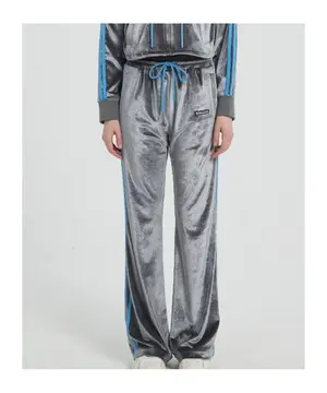 Marissa Chiara Velvet Track Pants With Drawstring Waist