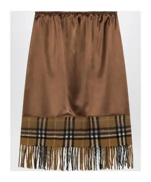 Burberry Checked Fringed Edge Skirt