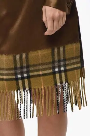 Burberry Checked Fringed Edge Skirt - Brown