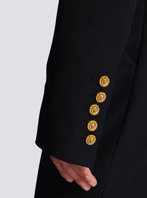 Balmain Cropped Grain De Poudre Jacket With Lion Head Buttons