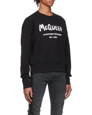 Alexander McQueen Graffiti Oversized Sweatshirt - Black