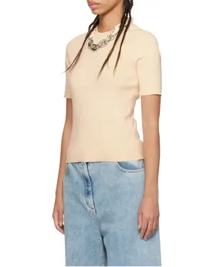 Rabanne Chain Detail Crewneck Top - Cream