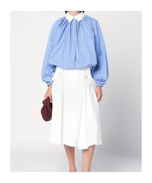 PATOU Striped Balloon Sleeve Shirt - Light Blue